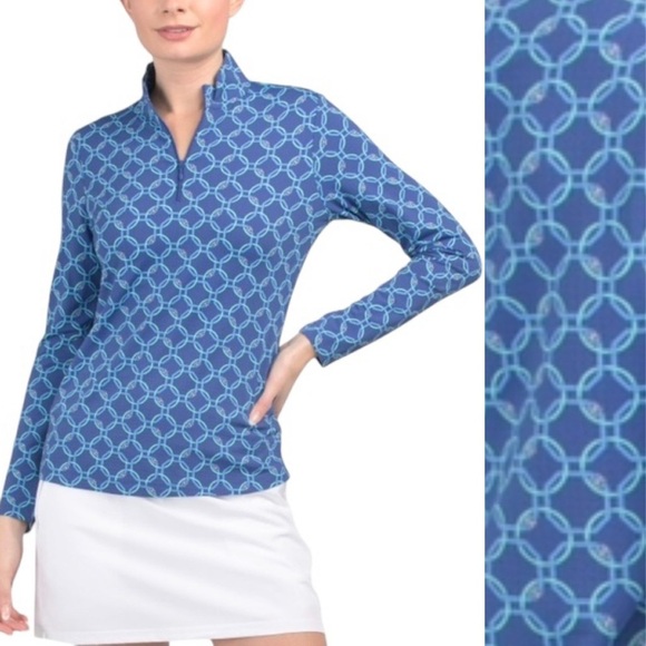 IBKUL | Tops | Ibkul Long Sleeve Golf Shirt Mock Zip | Poshmark